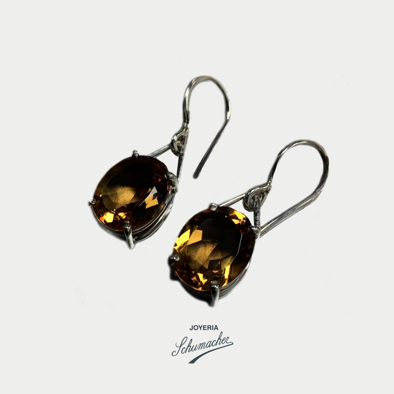 Aretes, pendientes, anillo en Plata con turmalina verde, topacio azul y ...